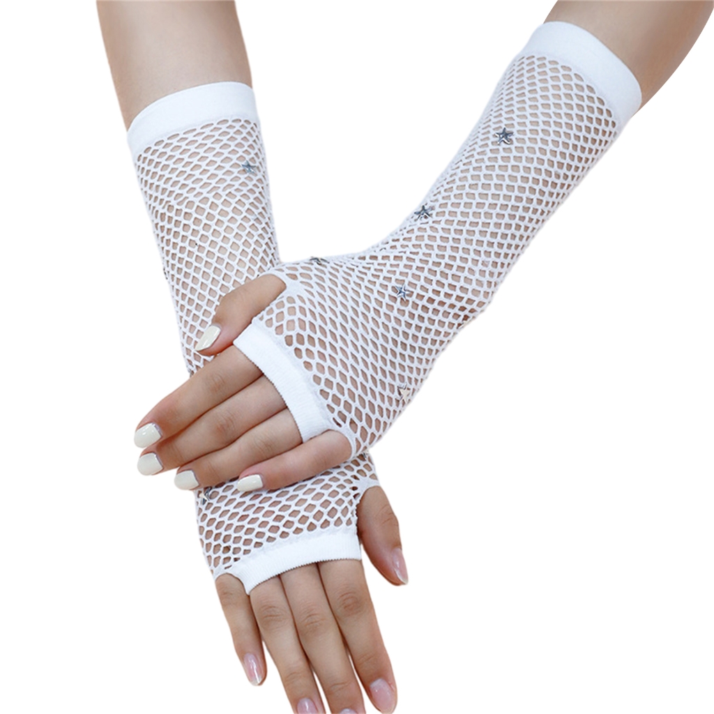 Fishnet Gloves Sexy Nightclub Gloves Cosplay Half Finger Fishnet Gloves ...