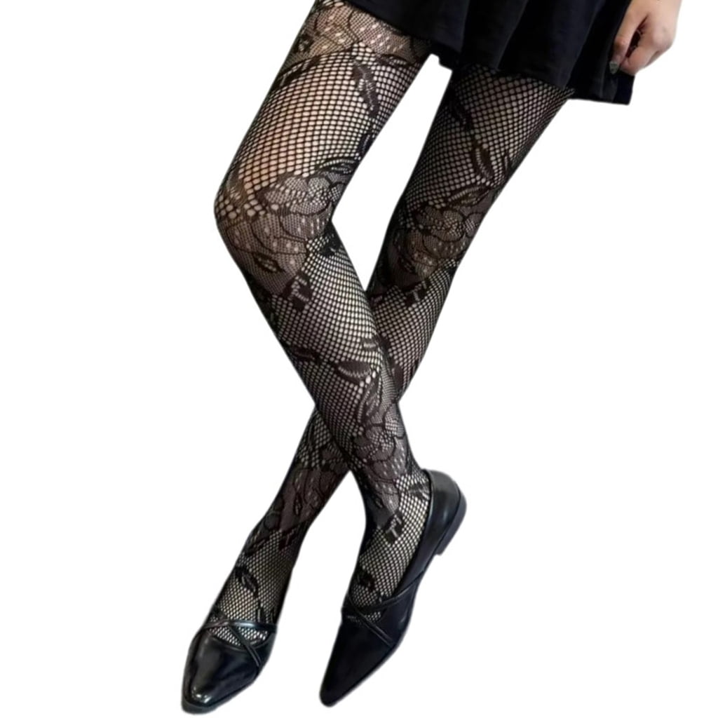 Fishnet Hosiery High Waist Pantyhose for Women Flower Pattern Mesh Net ...