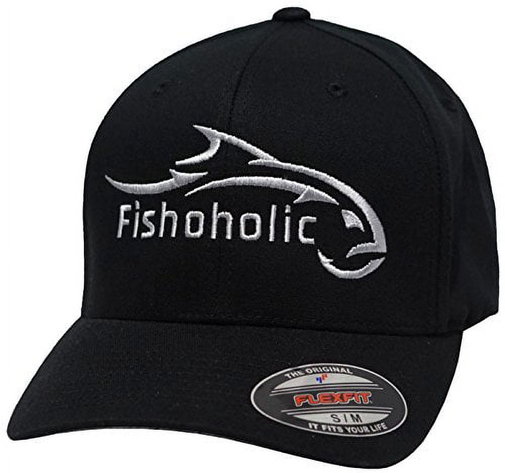 Fishoholic Baseball Flexfit Fishing Hat. All Silver Logo on Front and ...