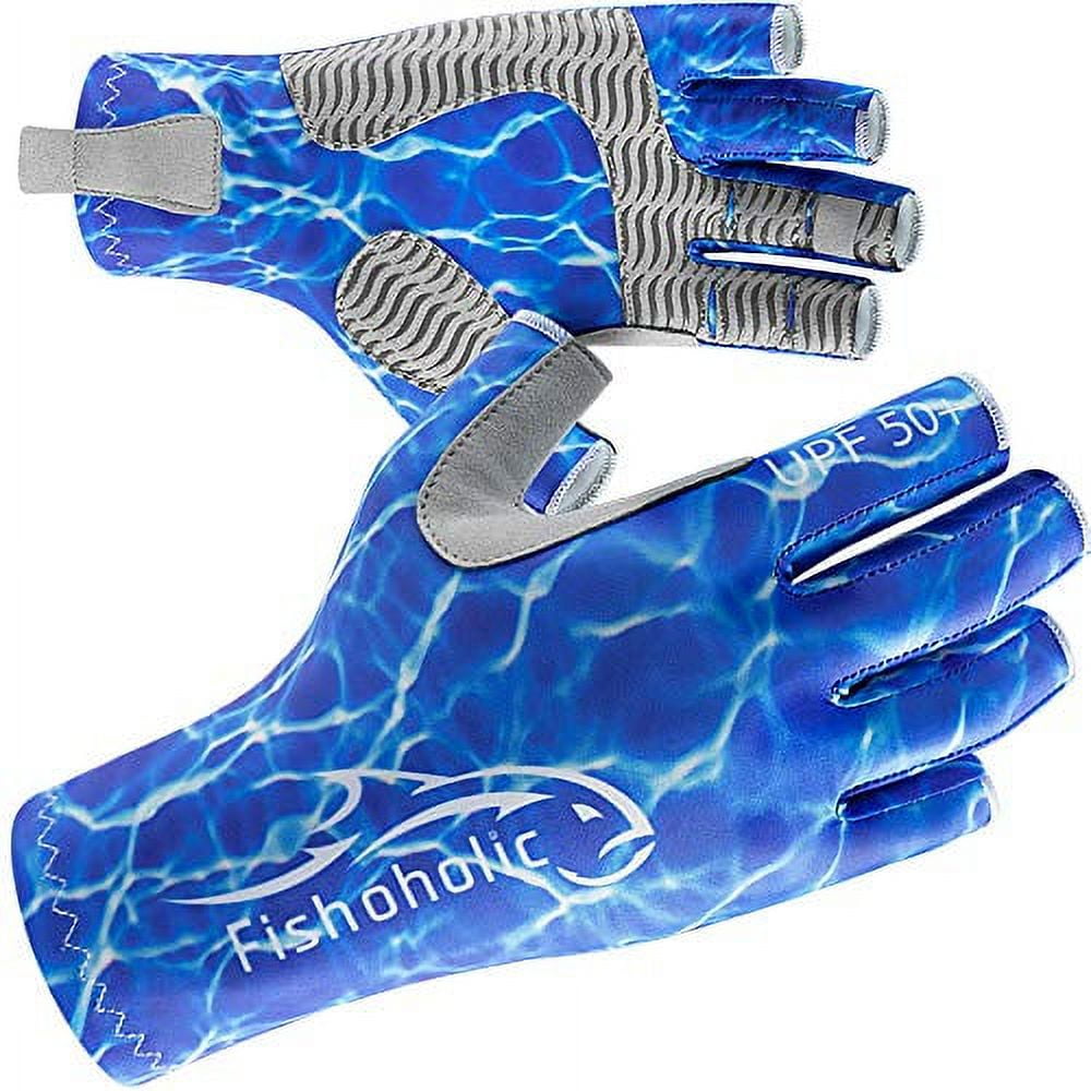 Fishoholic Fingerless Fishing Glove L/XL w' Super Grip UPF50+ Sun ...