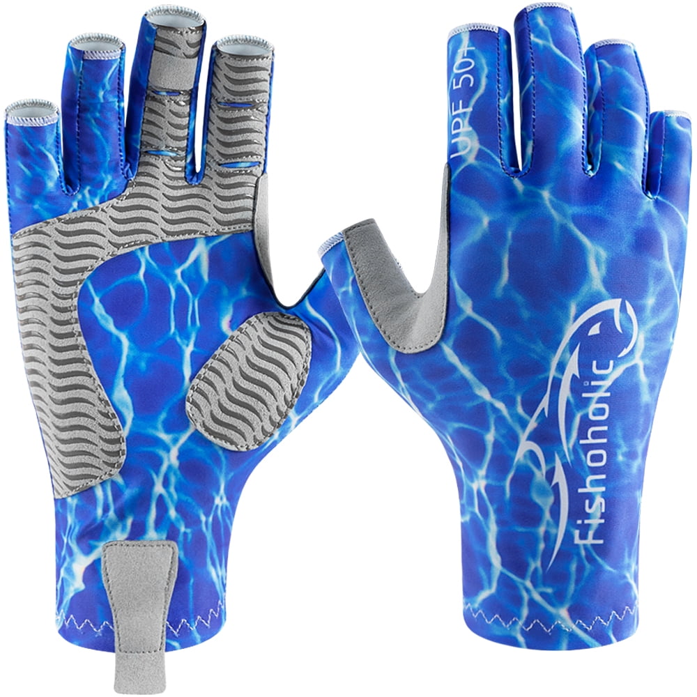 Fishoholic Fingerless Fishing Glove S/M w' Super Grip UPF50+ Sun ...