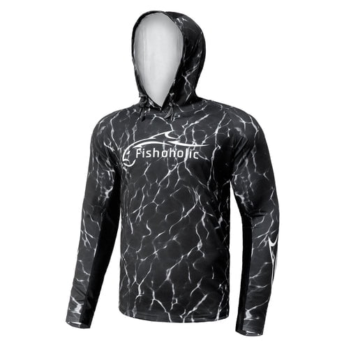 Fishoholic Loose Style Performance Fishing Hoodie - Black H2O - Small ...