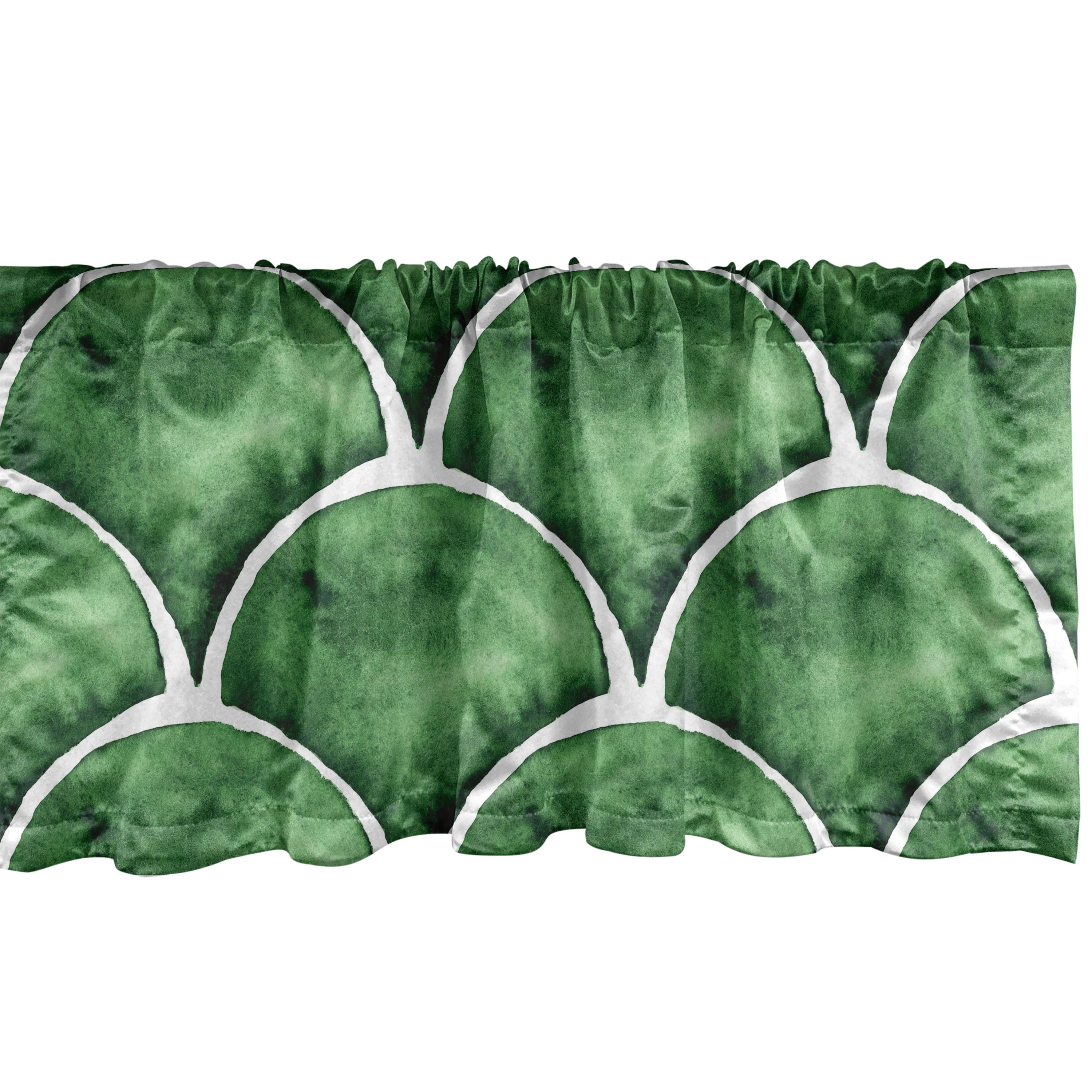 Fishscale Window Valance, Meadow Style Illustrated Geometrical Shape ...