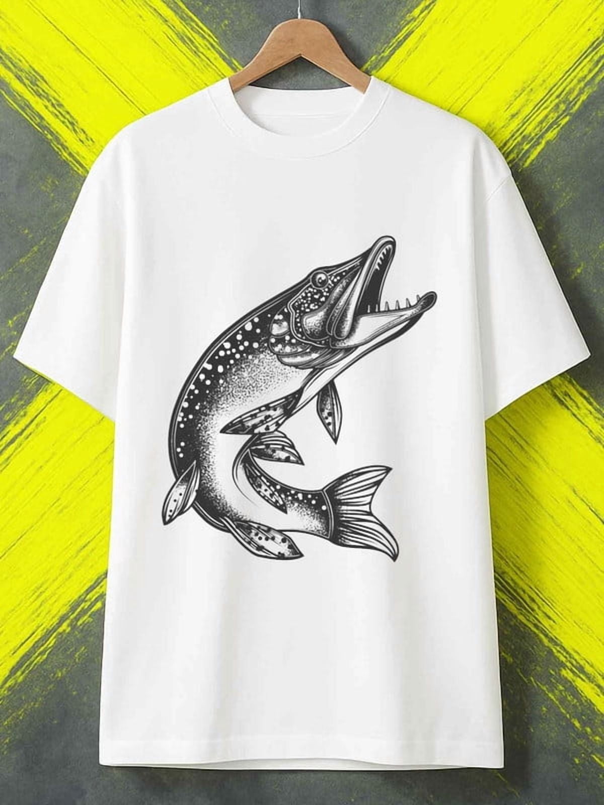 Fishy Adventure Tee fishing print graphic t shirts men's 180G 100% ...