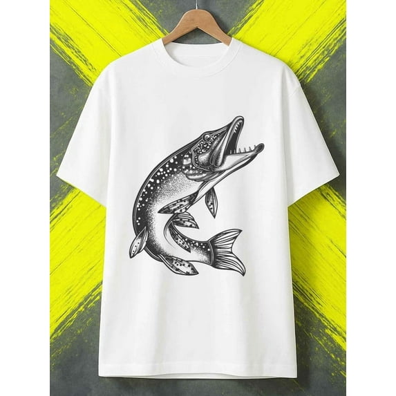 Fishy Adventure Tee fishing print graphic t shirts men's 180G 100% ...
