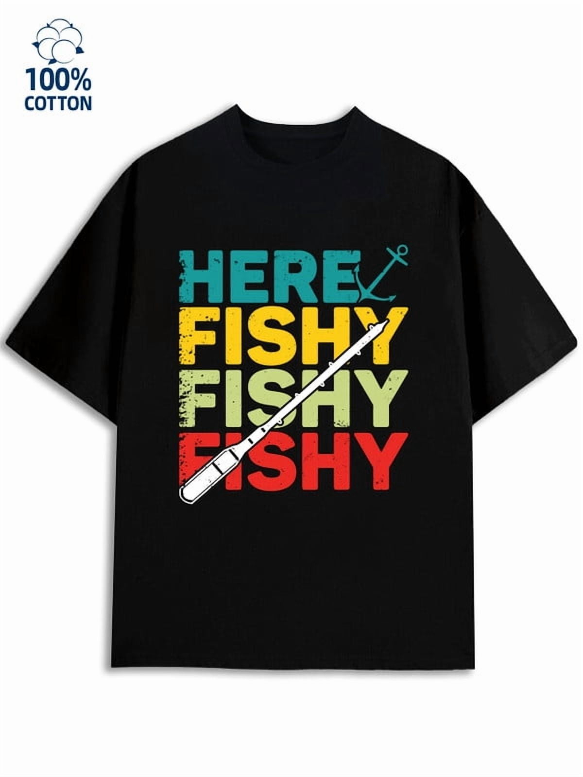 Fishy Fishing men's fishing 180G 100% Cotton black for men funny for ...