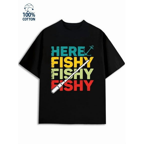 Fishy Fishing men's fishing 180G 100% Cotton black for men funny for ...