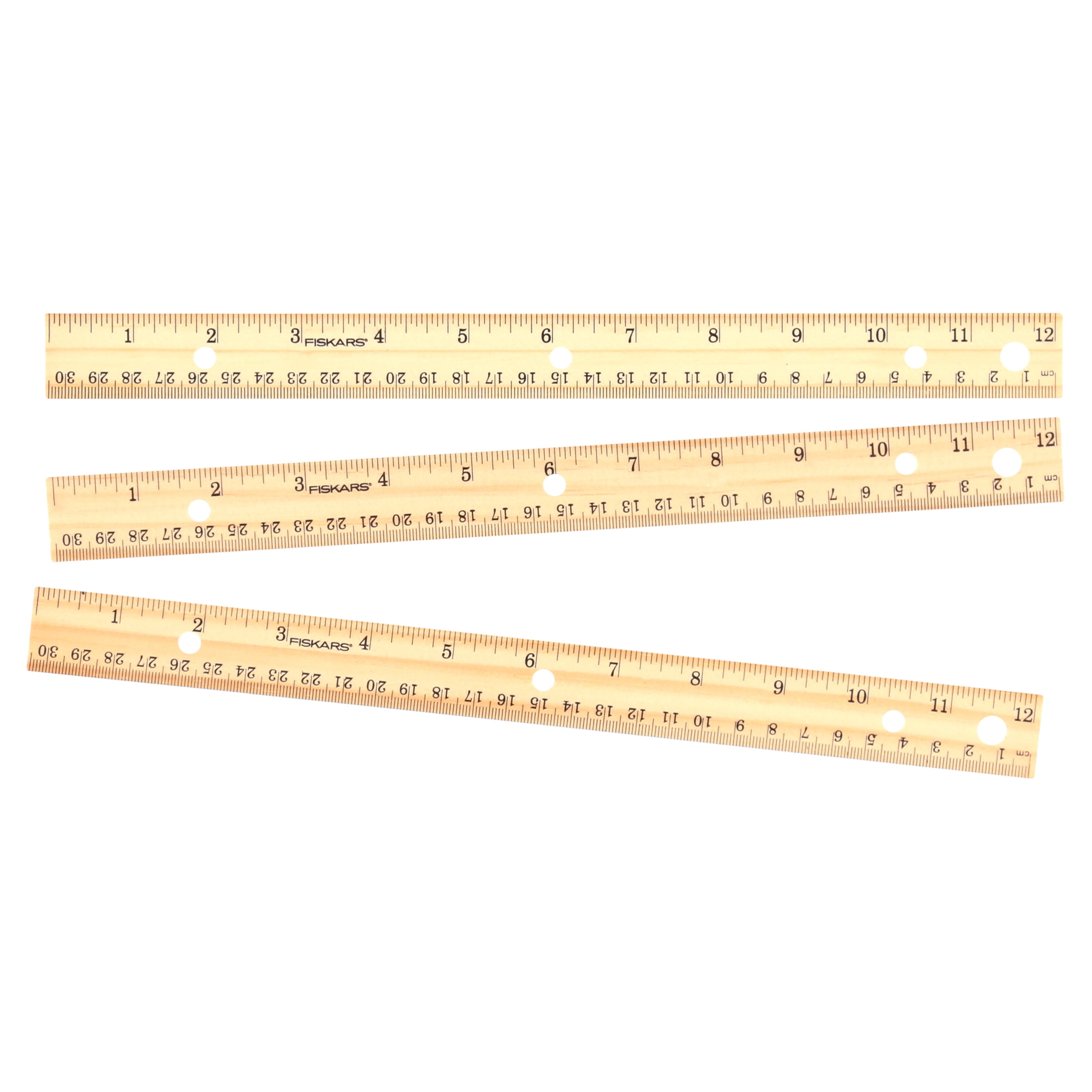 Fiskars Kids 12-Inch Wooden Ruler with Holes, Ideal for School, 3-Pack ...