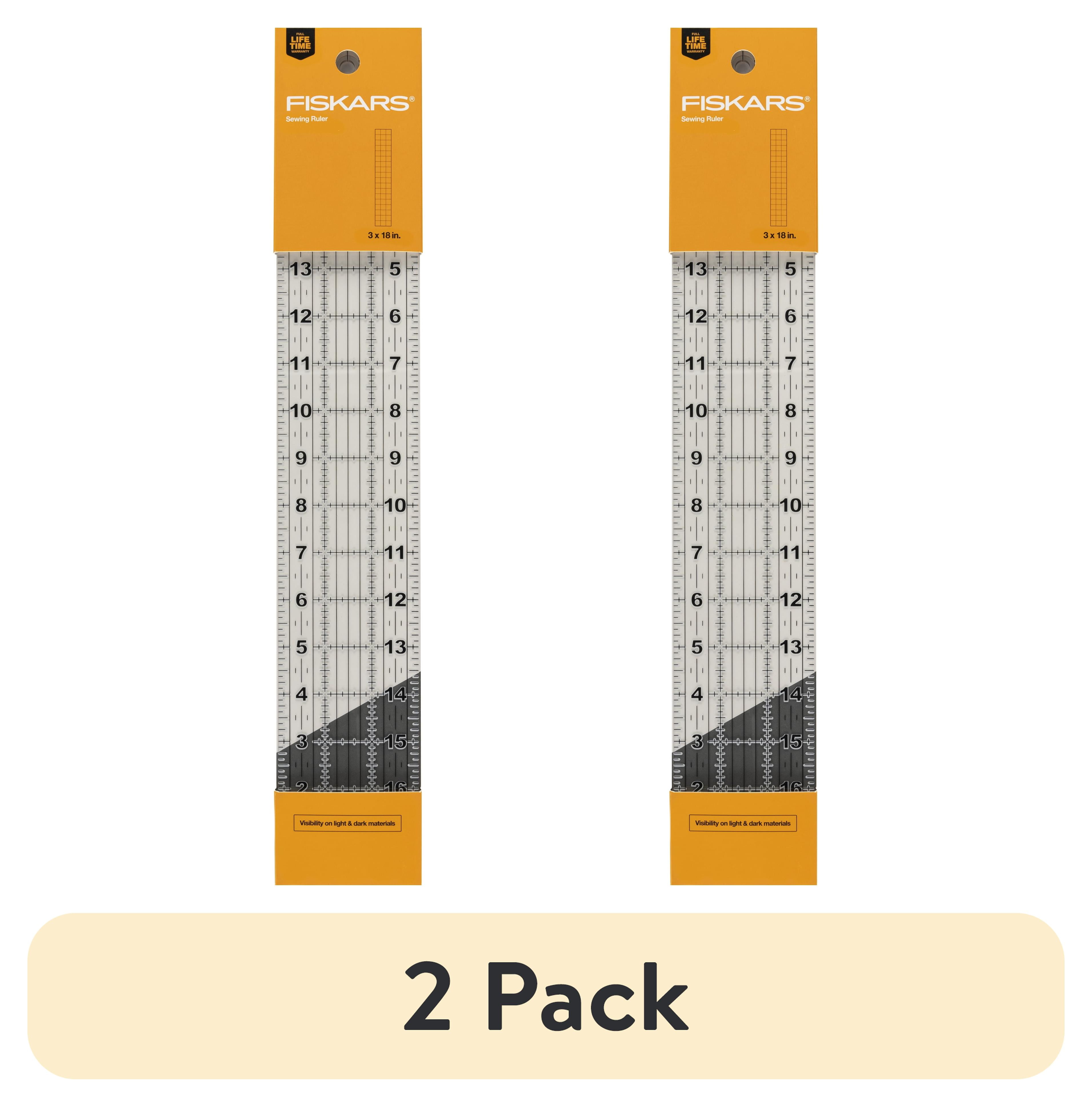 (2 pack) Fiskars 3" x 18" Acrylic Sewing Rulerwith Gridlines, Measuring ...