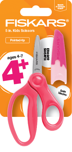 Fiskars 5" Pointed Kids Scissors Ages 4-7, Pink, Elementary School ...