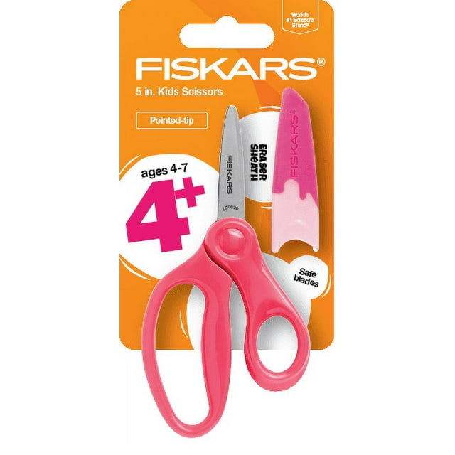 Fiskars 5" Pointed Kids Scissors in Pink, Ages 4-7, Elementary School ...