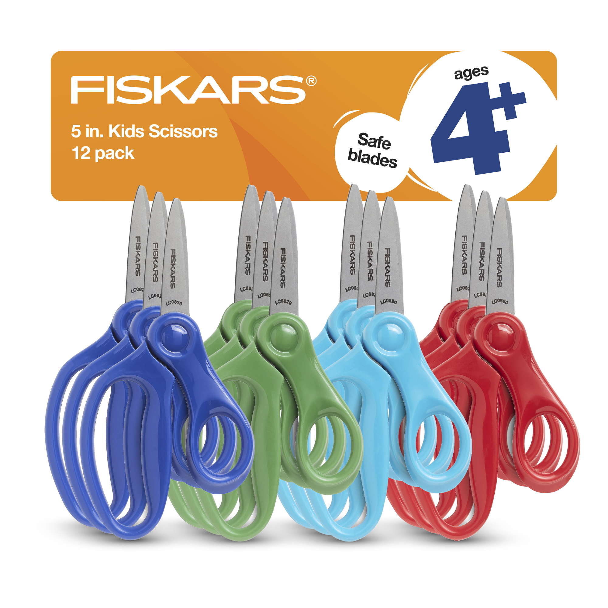 Fiskars 5" Pointed Kids Scissors with Eraser Sheath, Blue (Ages 4 ...