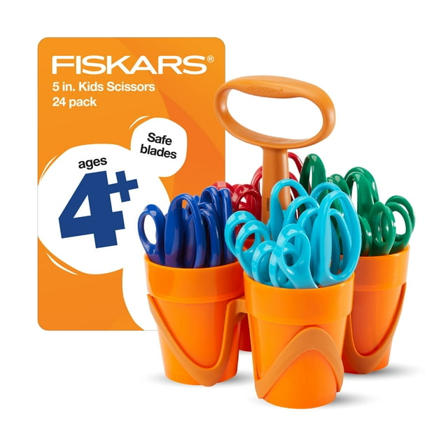 Fiskars Child Safe Blunt Pack - Classpack Caddy, 24 Pack of Rounded ...