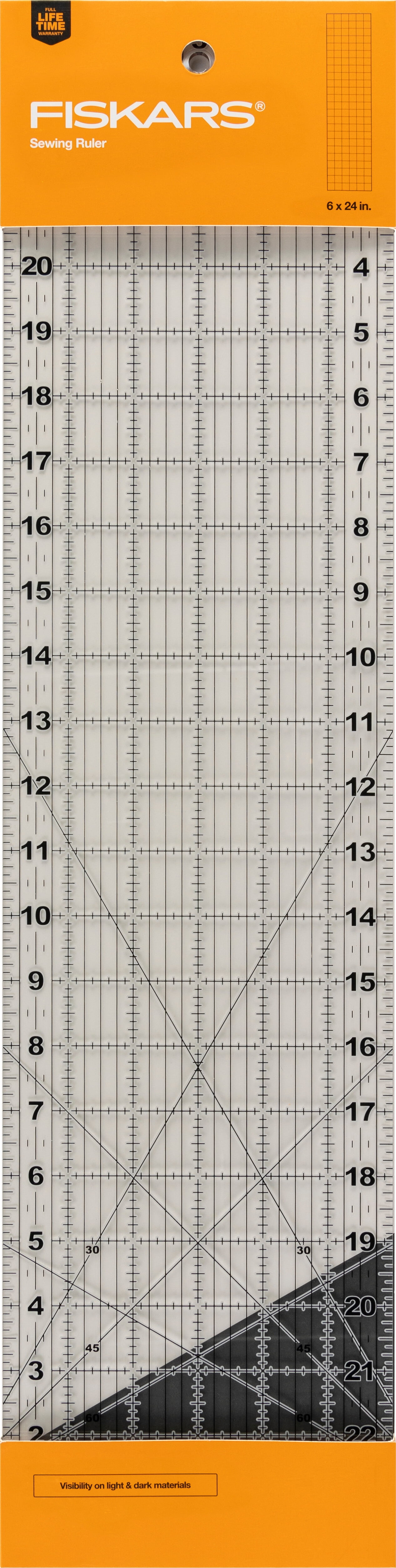 Fiskars 6in x 24in Sewing Ruler & Measuring Tool, Clear, Single Piece ...