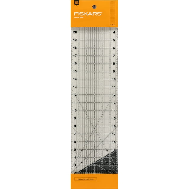 Fiskars 6in x 24in Sewing Ruler & Measuring Tool, Clear, Single Piece ...