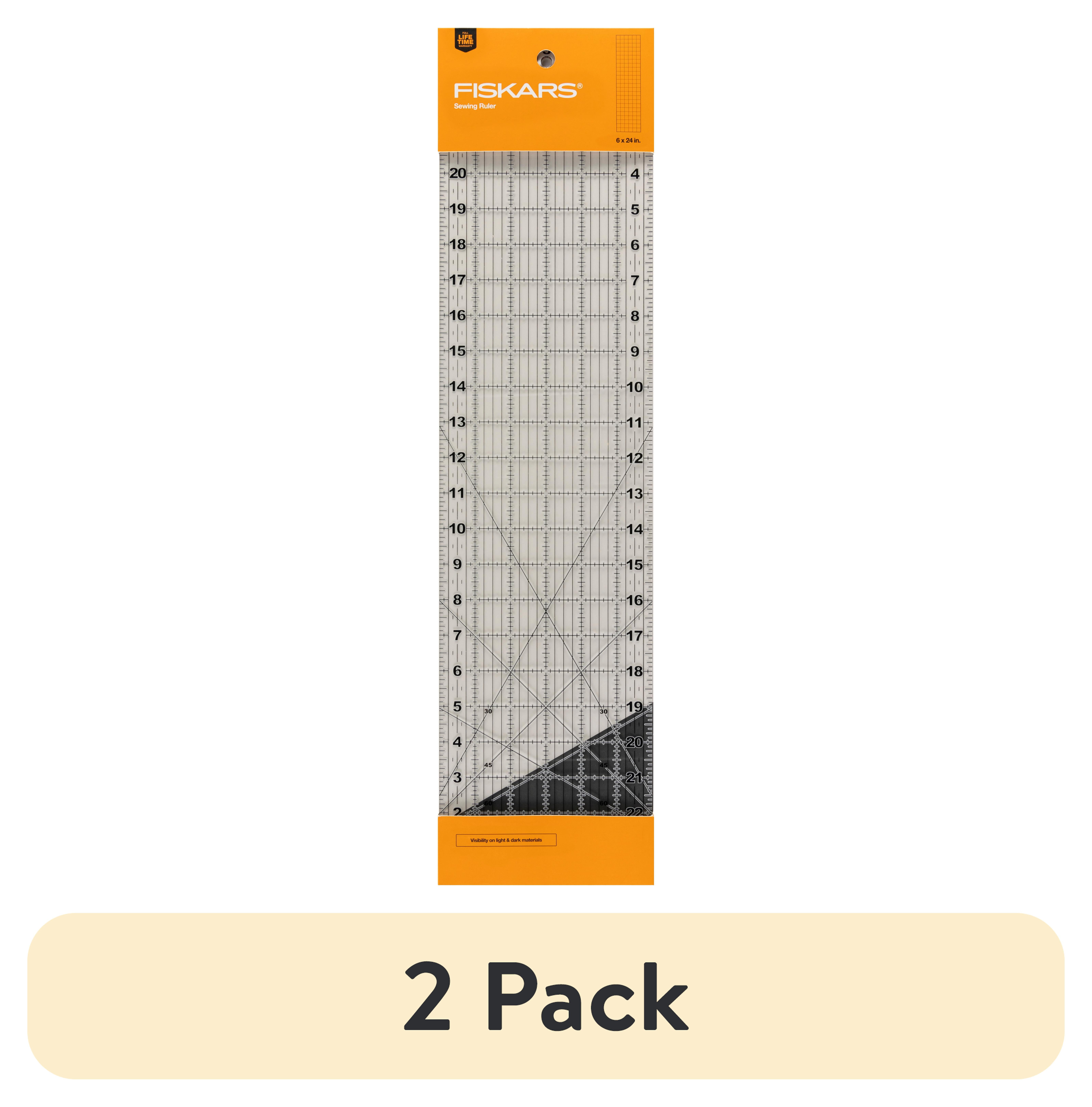 (2 pack) Fiskars 6in x 24in Sewing Ruler & Measuring Tool, Clear ...