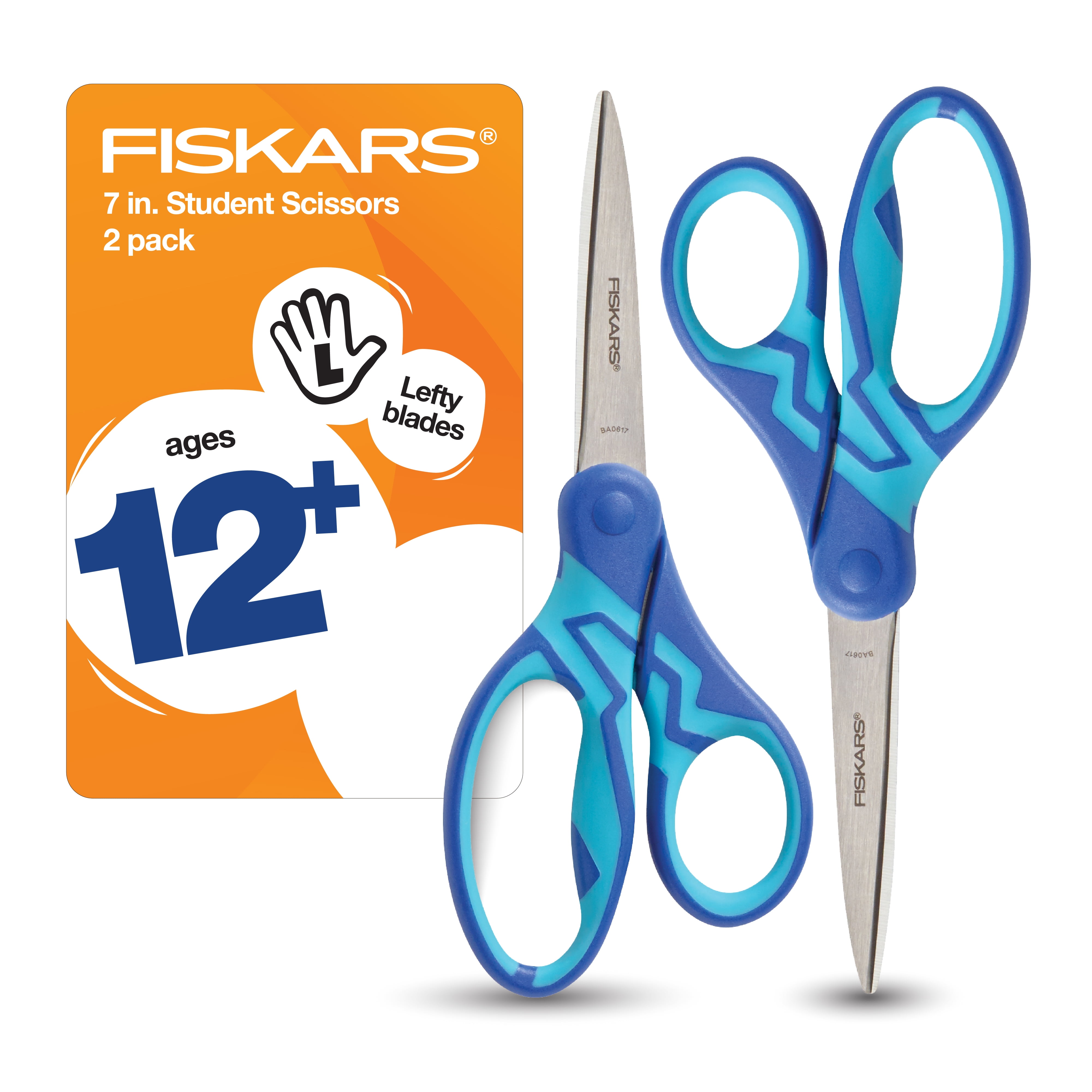 Fiskars Softgrip Left Handed Student Scissors, 7", 2 Pack, Blue, Ages ...