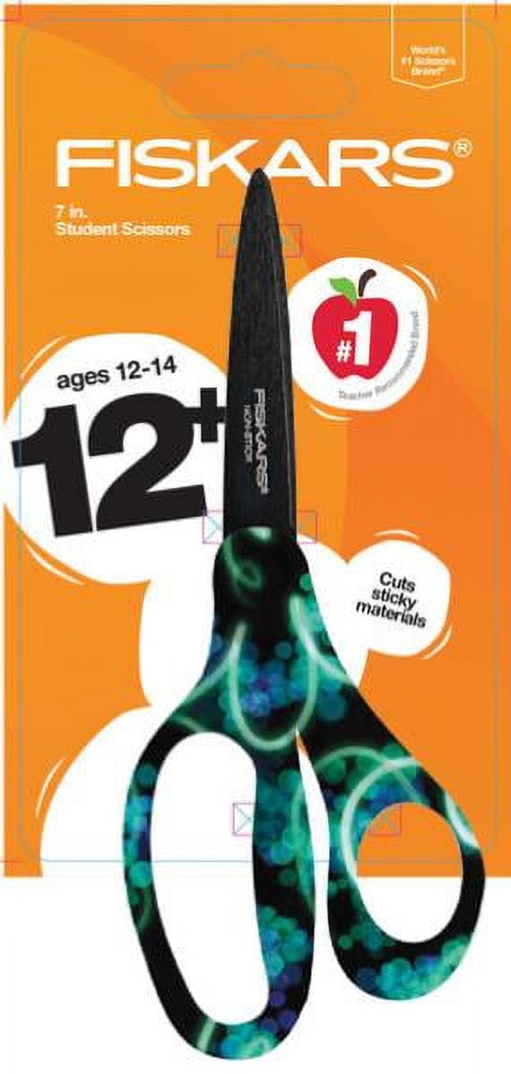 Fiskars 7" Designer Kids Student Scissors, 12+, Neon Swirl - Walmart.com