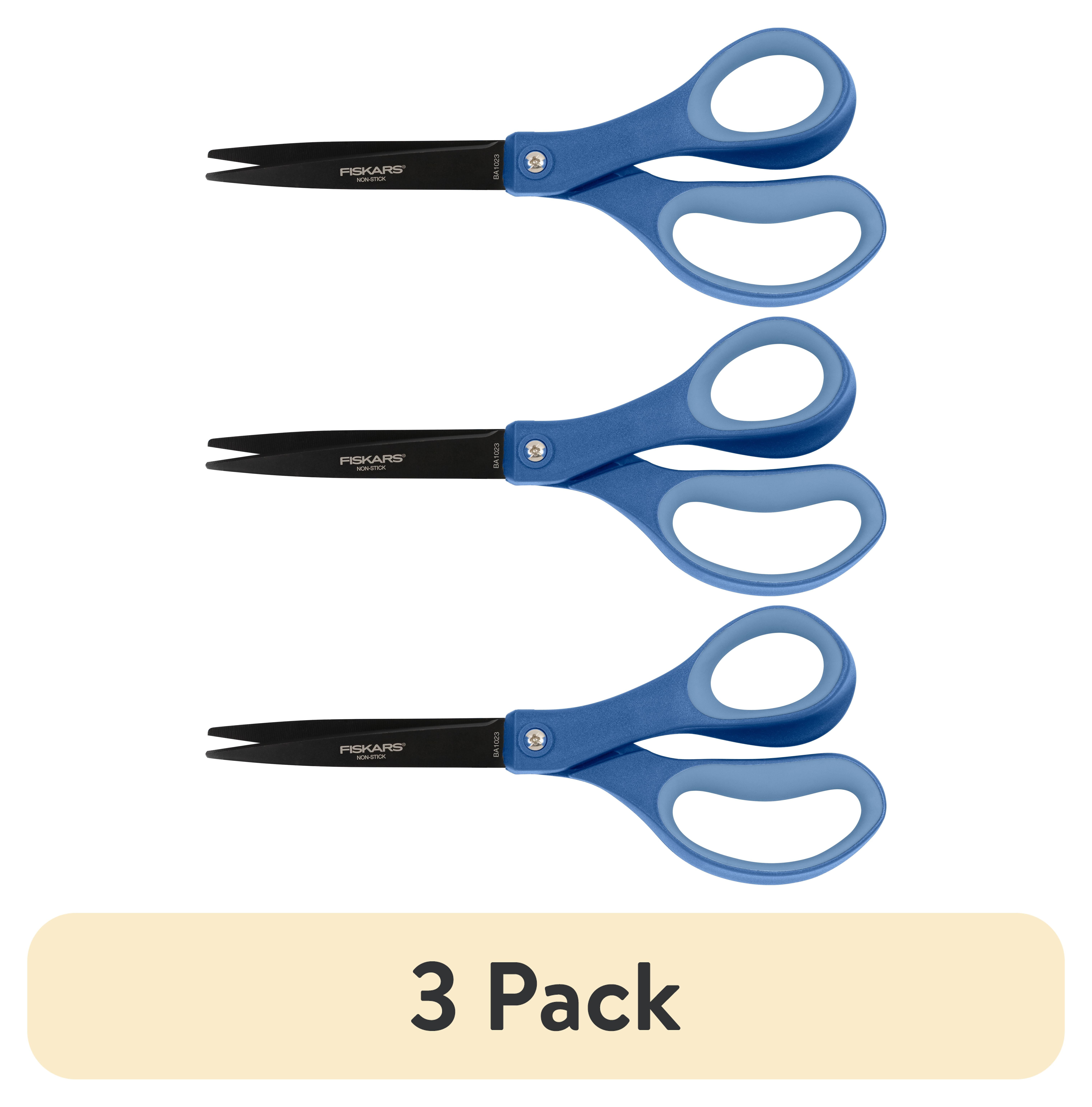 (3 pack) Fiskars 8" Adult Non-stick Titanium Everyday Office Scissors ...