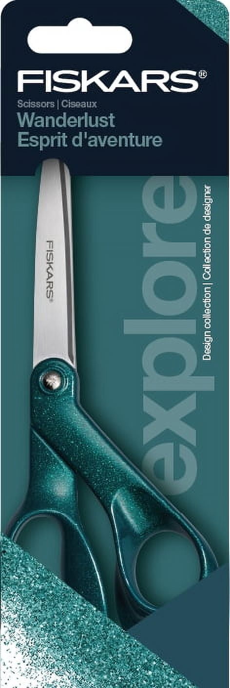 Fiskars 8" Fashion Glitter Scissors, Wanderlust Teal, Everyday Use ...