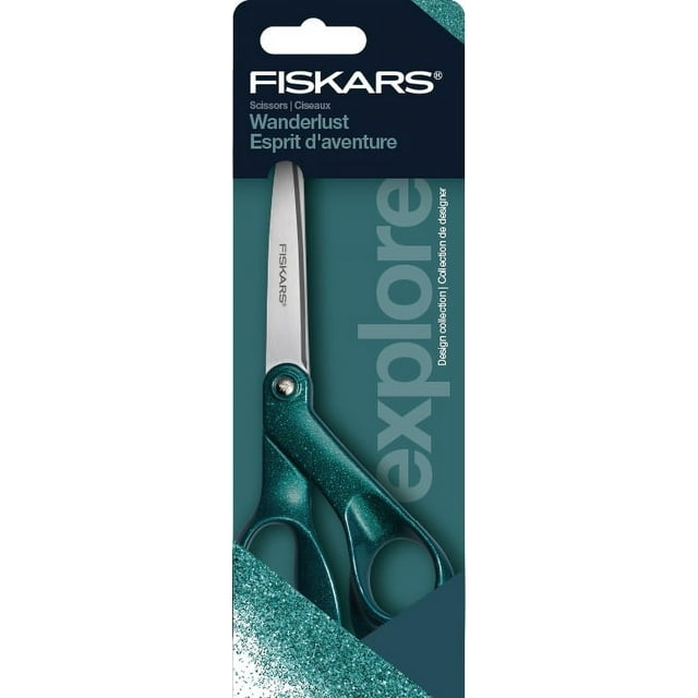 Fiskars 8" Fashion Glitter Scissors, Wanderlust Teal, Everyday Use ...