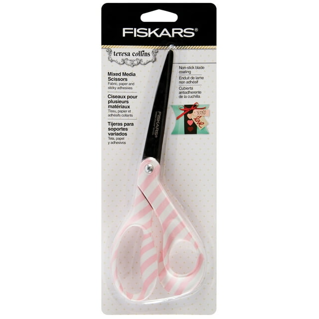Fiskars 8" Non-Stick Pink & White Scissors, 1 Each - Walmart.com