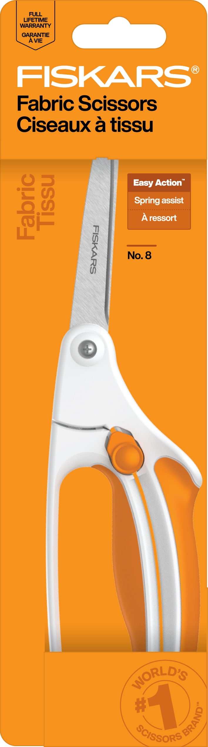 Fiskars 8" Premier Easy Action Bent Scissors, White - Walmart.com
