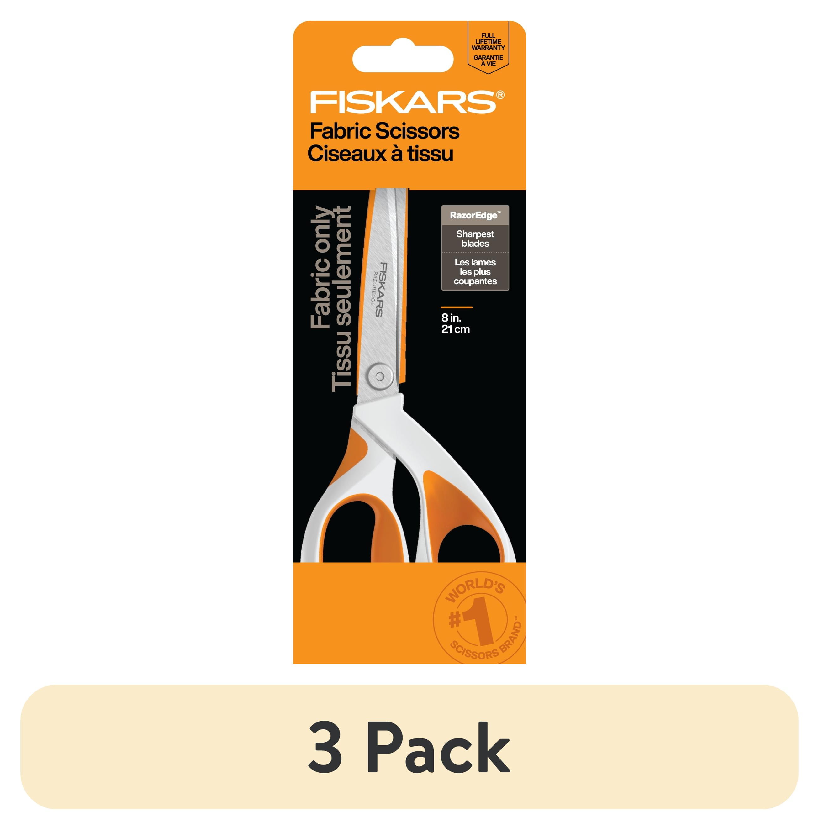 (3 pack) Fiskars 8" Razoredge Softgrip Fabric Shears, Orange, Fabric ...