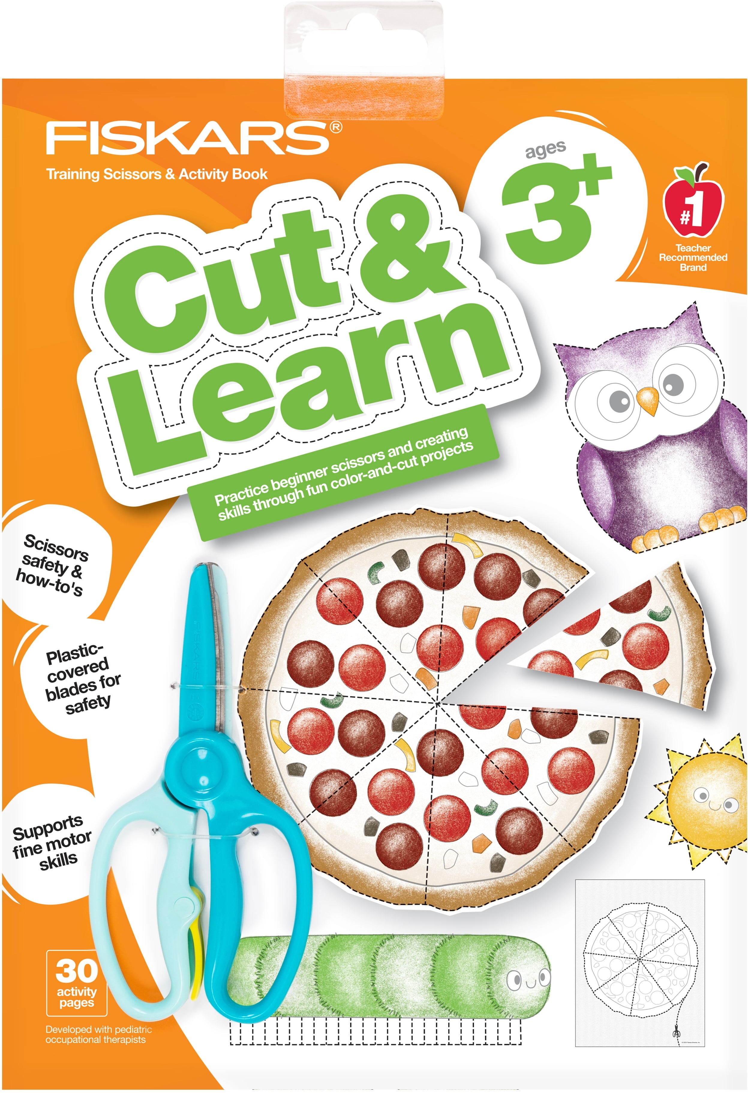 Fiskars Training Scissors and Activity Book, Safe Blunt Blades, 30 Pages, Ages 3+ - Walmart.com