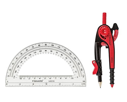 Fiskars Compass and Protractor Set (Color Received May Vary), 2 Pieces ...