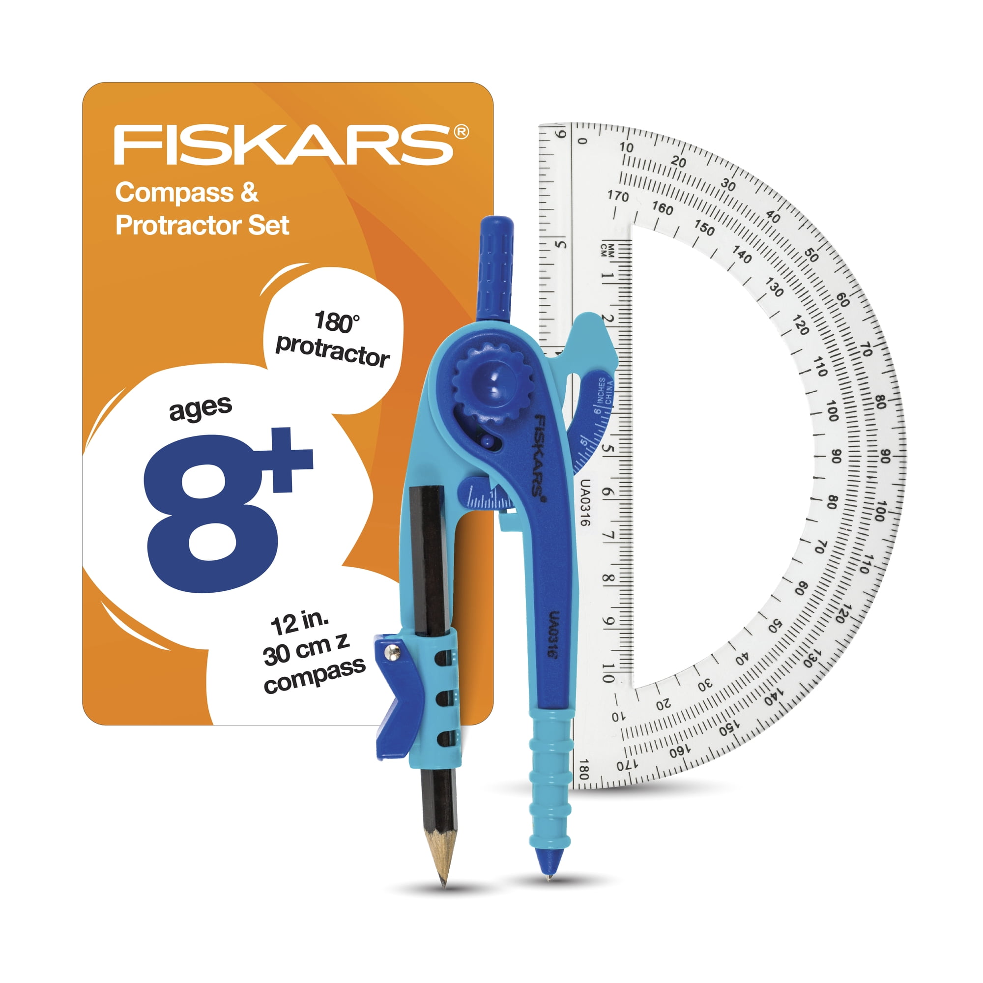 Fiskars Compass and Protractor Set, Durable, Easy Measurements ...