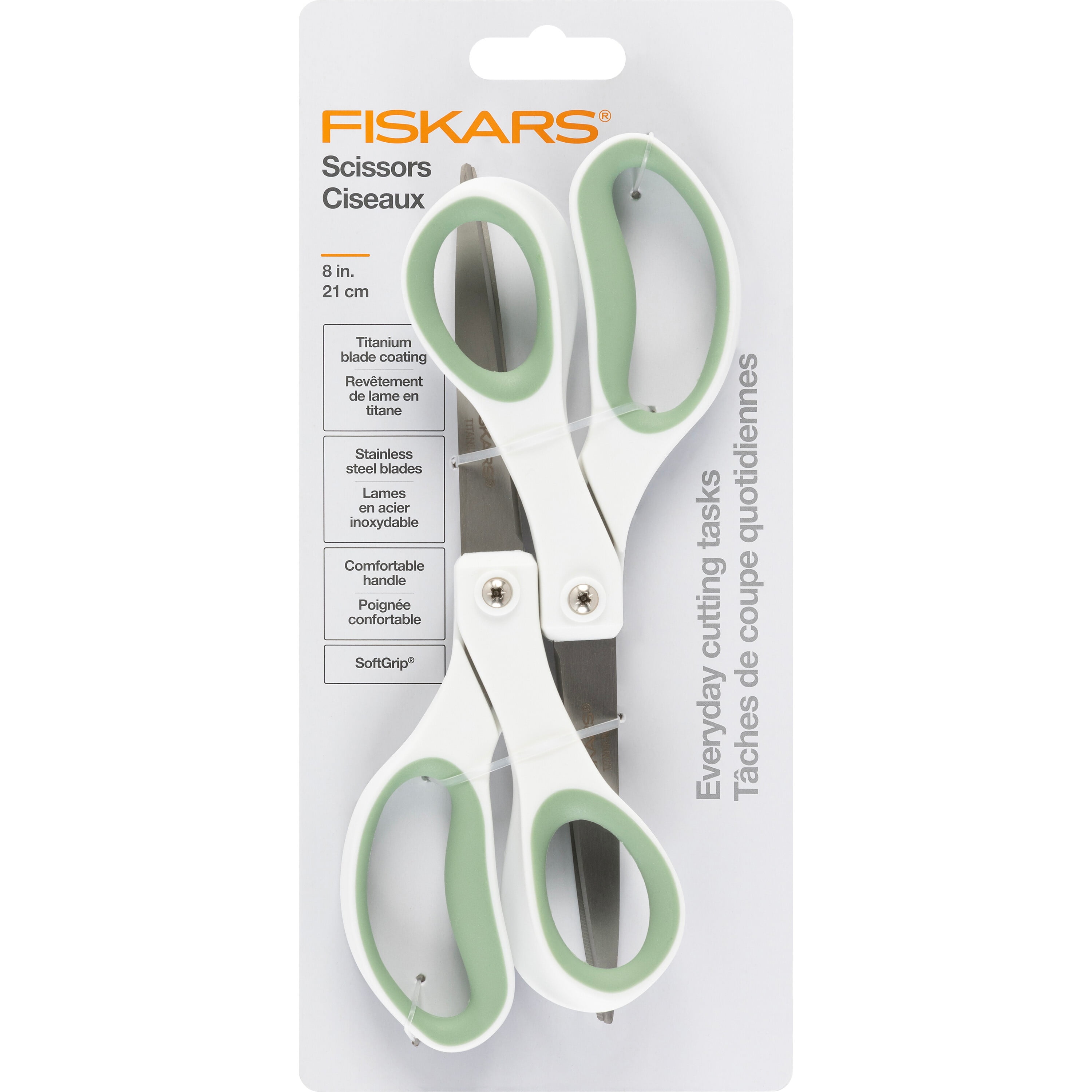 "Fiskars Heavy Duty Purpose Scissors, 8"" Softgrip Titanium 2-Pack ...