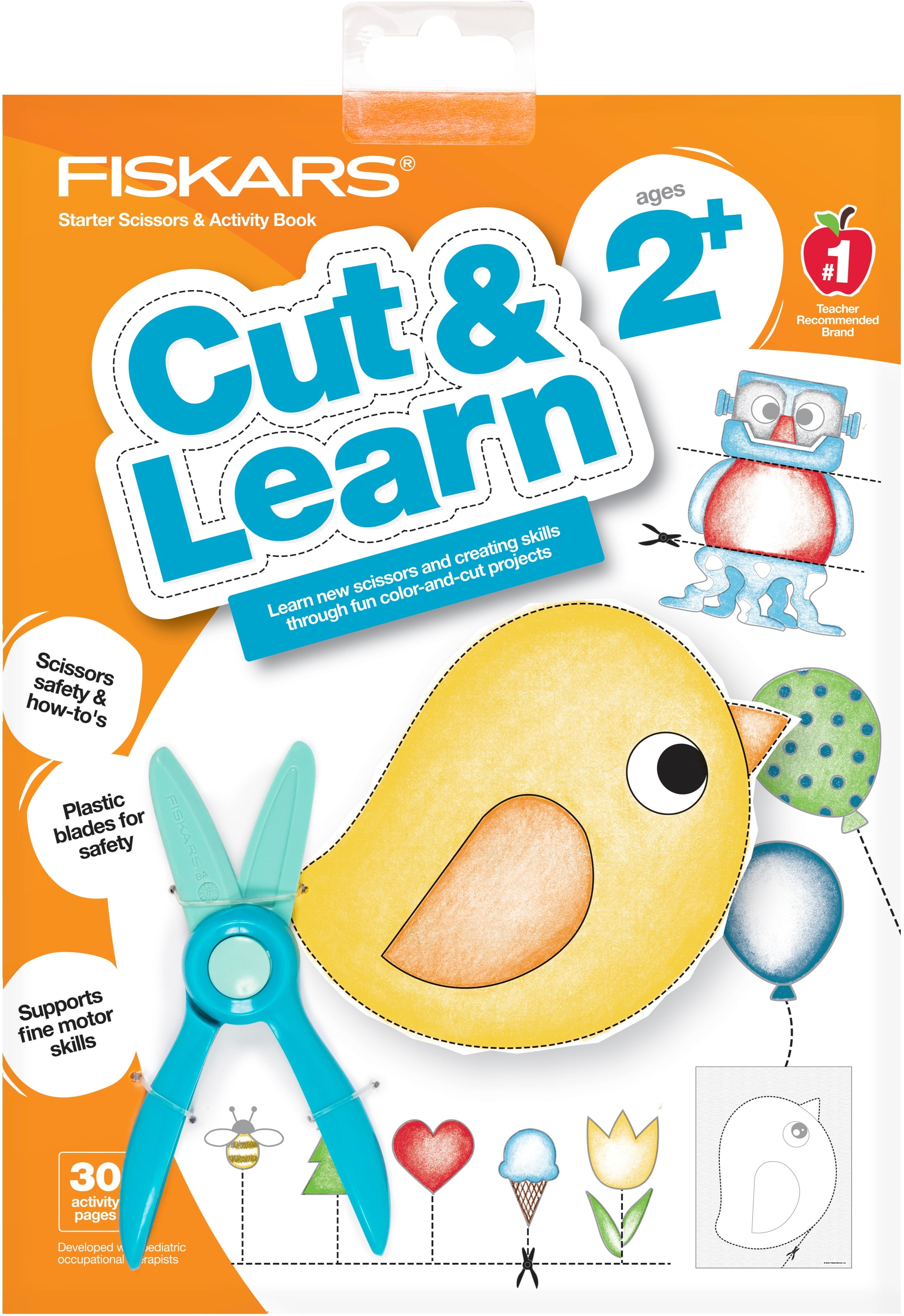 Fiskars Kids Scissor Cutting Skills Activity Book, Blue Starter ...