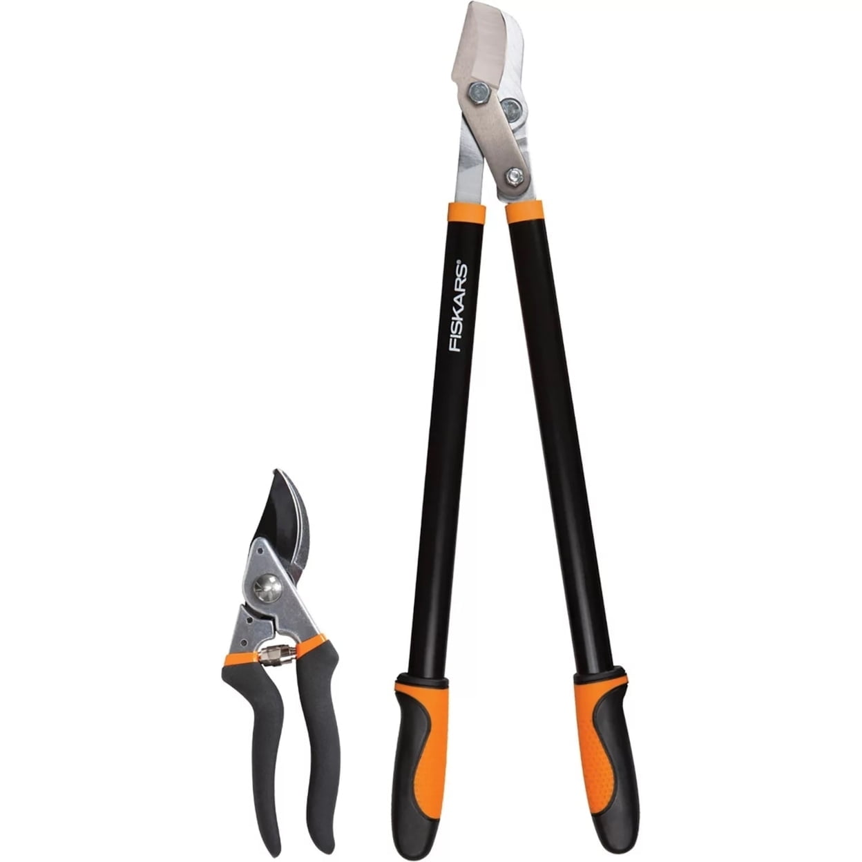Fiskars Lopper and Pruner 2 Piece Pruning Set, Black and Orange, 2 ...