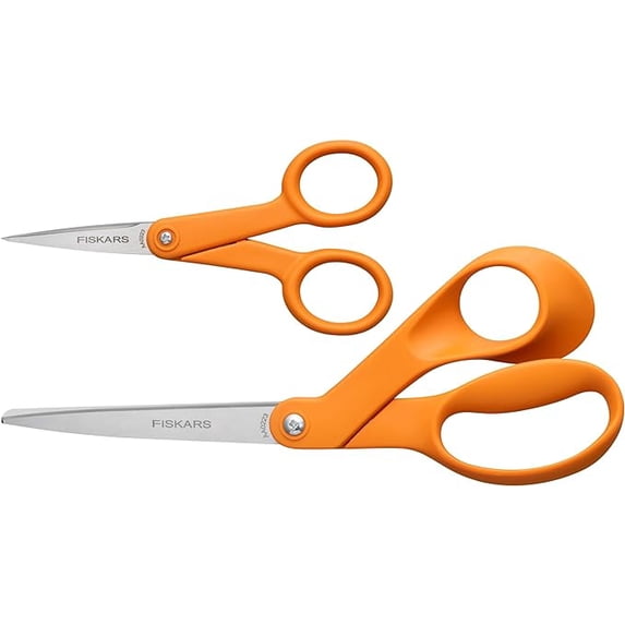 Fiskars Original Orange Handled Scissors 2-Piece Set 5" Micro Tip and 8 ...