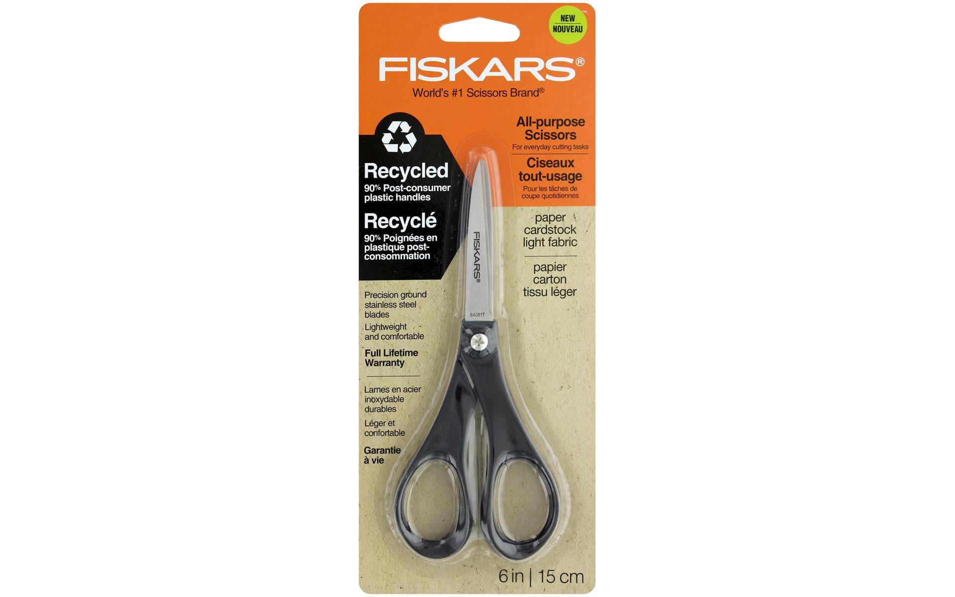 Fiskars Scissors 6" Recycled Black - Walmart.com