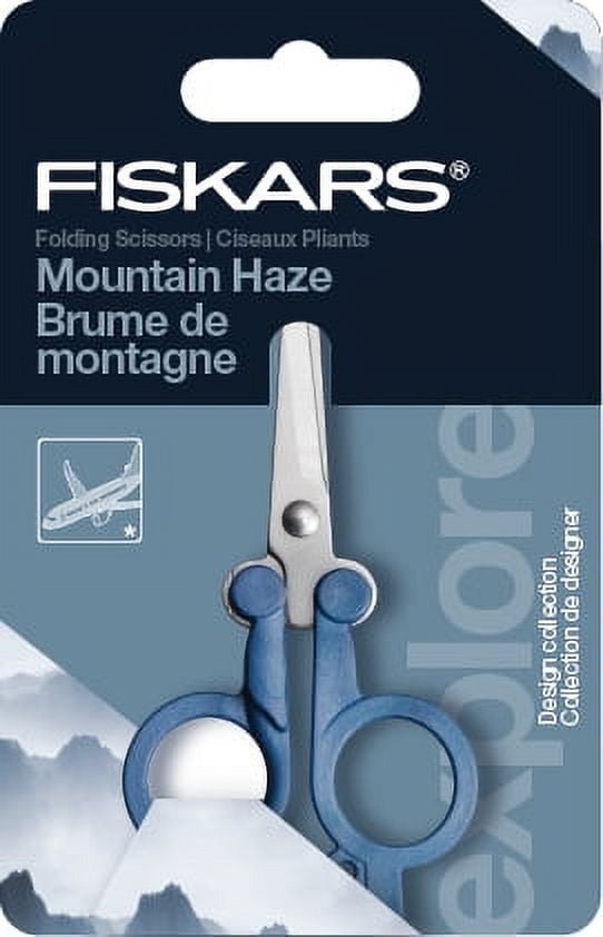 Fiskars Folding Scissors with Double-Loop Handle Stainless Steel, 4", Mountain Haze Blue ...