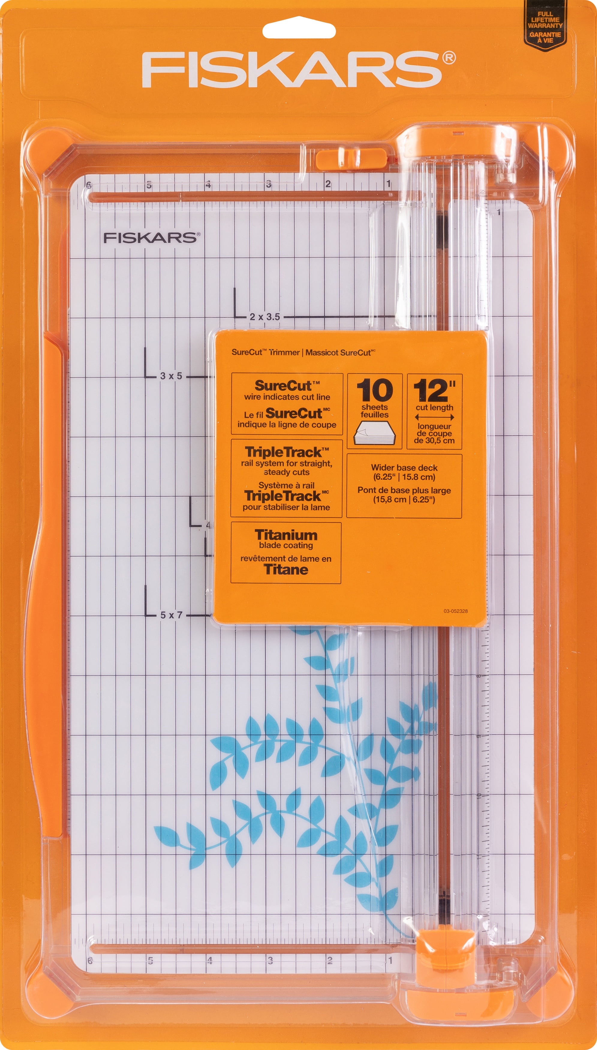 "Fiskars Portable SureCut Deluxe Paper Trimmer-12"" with Cutter Blades ...