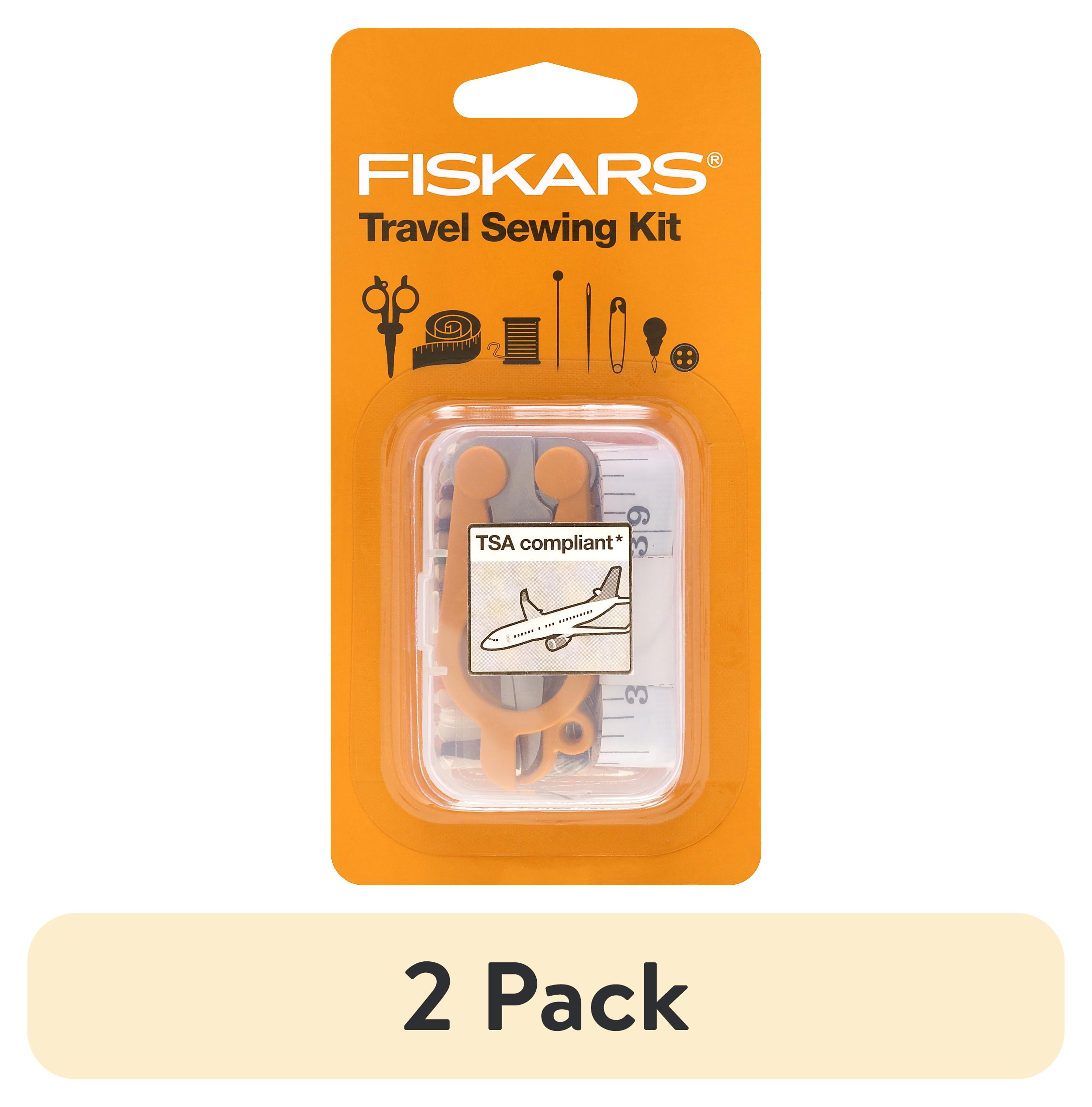 (2 pack) Fiskars Travel Sewing Kit with Orange TSA-Compliant Folding ...