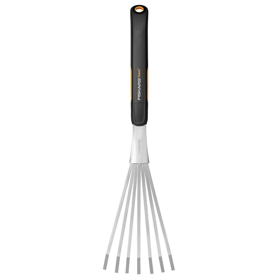 Fiskars Xact Hand Rake, Heavy Duty Gardening Hand Tool with Ergonomic ...