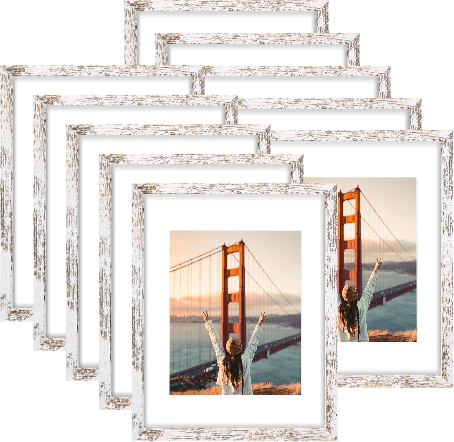 Fisnish 11x14 Picture Frame Sef of 10, Display Pictures 8x10 with Mat ...