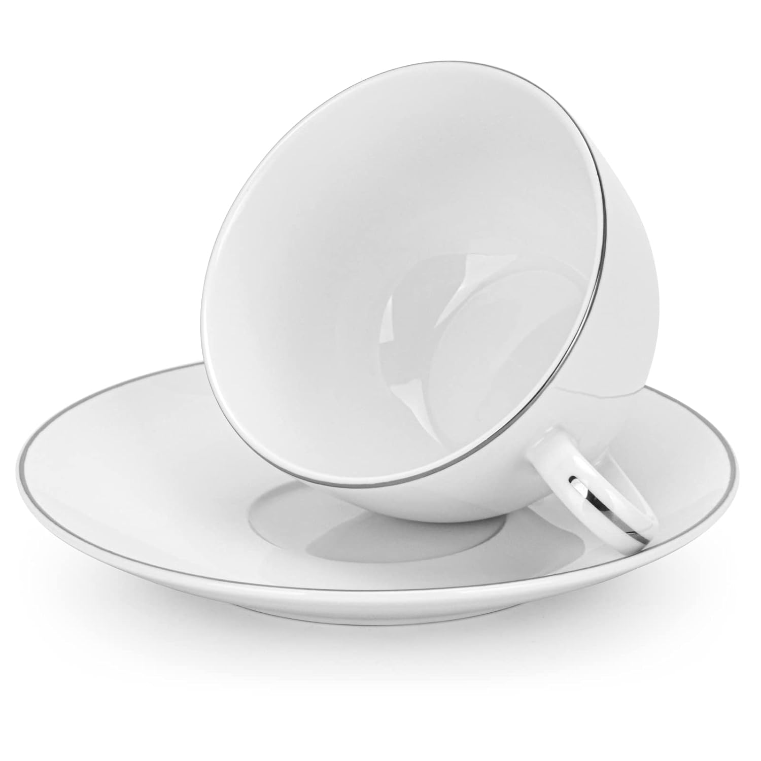 Fissman Tea Cup And Saucer Aleksa Series 250ml Color White Porcelain ...