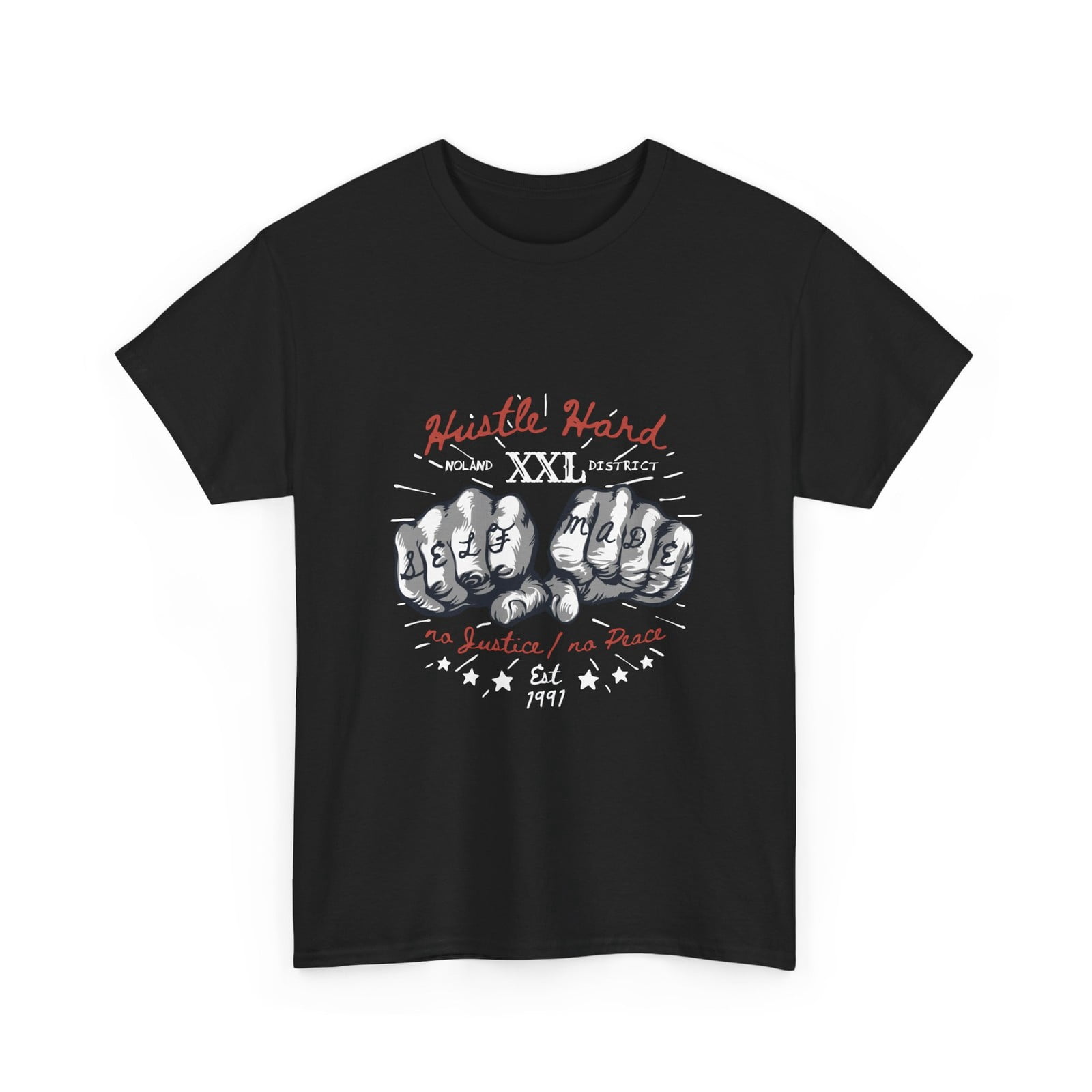 Fist Knuckle Tattoo design Tee | Hustle Hard fists Self, Made Graphic T ...