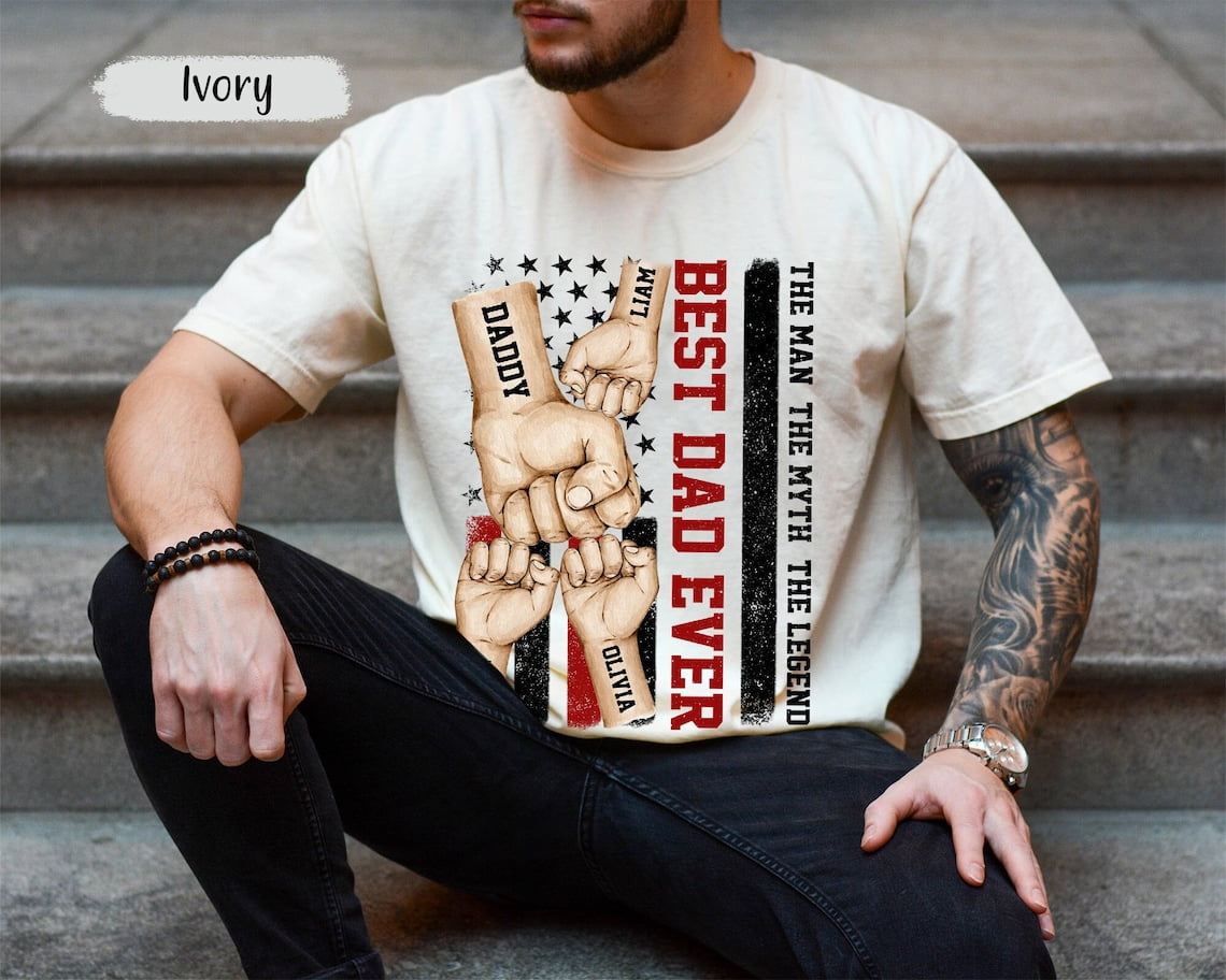 Fists Bump Fathers Day Shirt 2024, Dad Shirt With Kids Names For Dad ...
