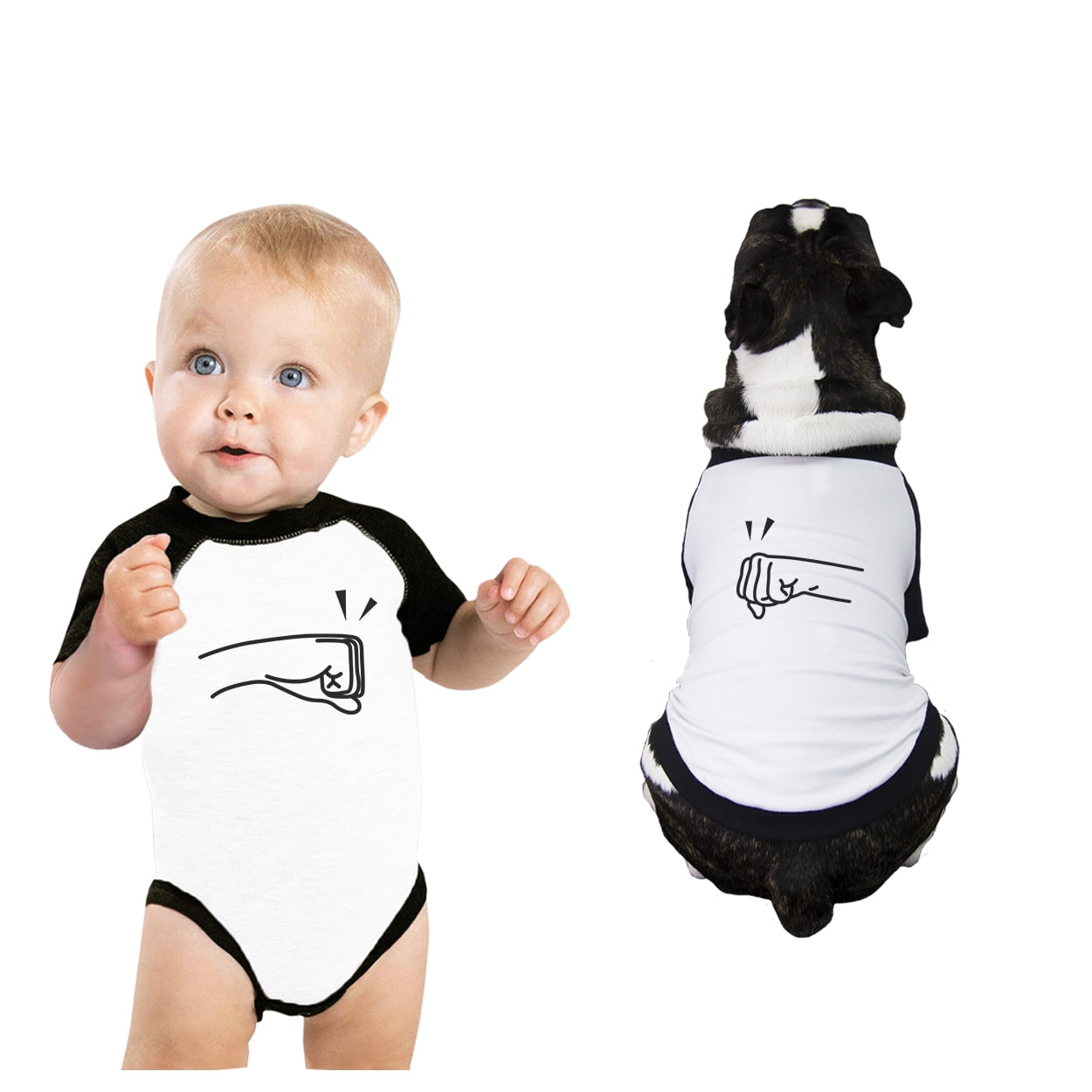 Fists Pound Pet Baby Matching Graphic Shirts Black Sleeve Raglan ...