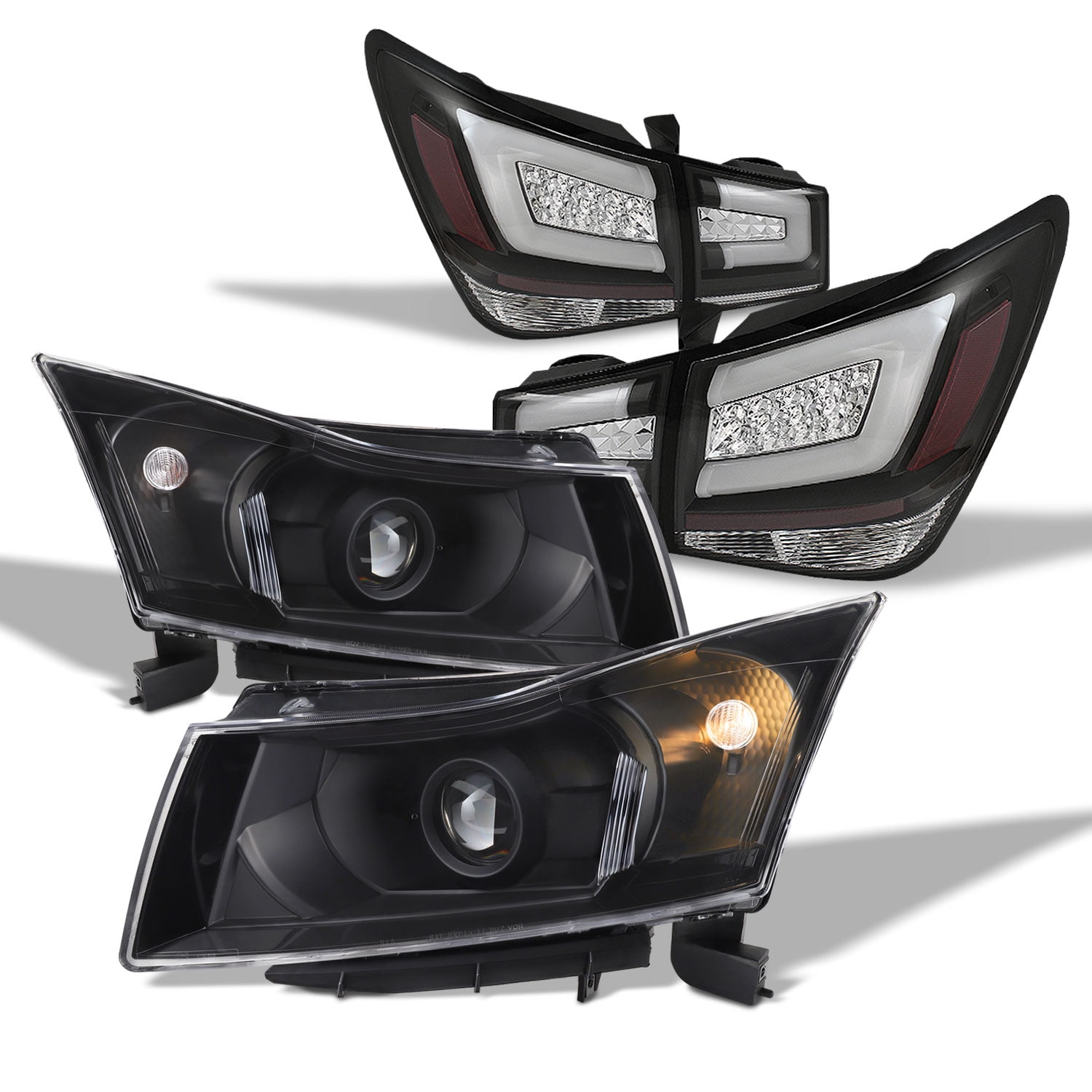 AKKON - For 11-15 Chevy Cruze J300 Black Projector Headlight + Black ...
