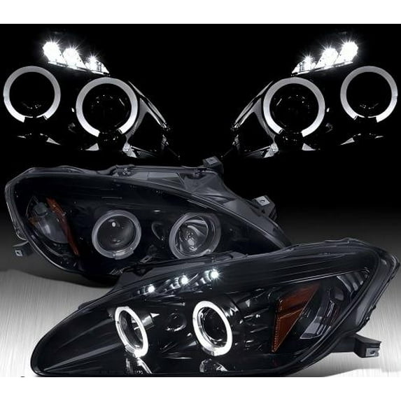 Fit 2000-2003 Honda S2000 AP1 Black Smoke LED Halo Projector Headlights ...