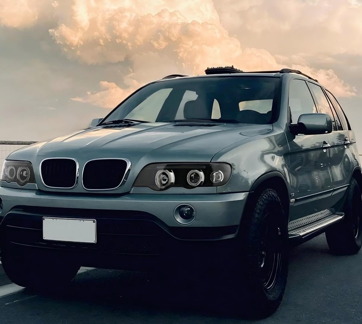Fit 2001 2002 2003 BMW E53 X5 Black LED Halo Projector Headlights ...