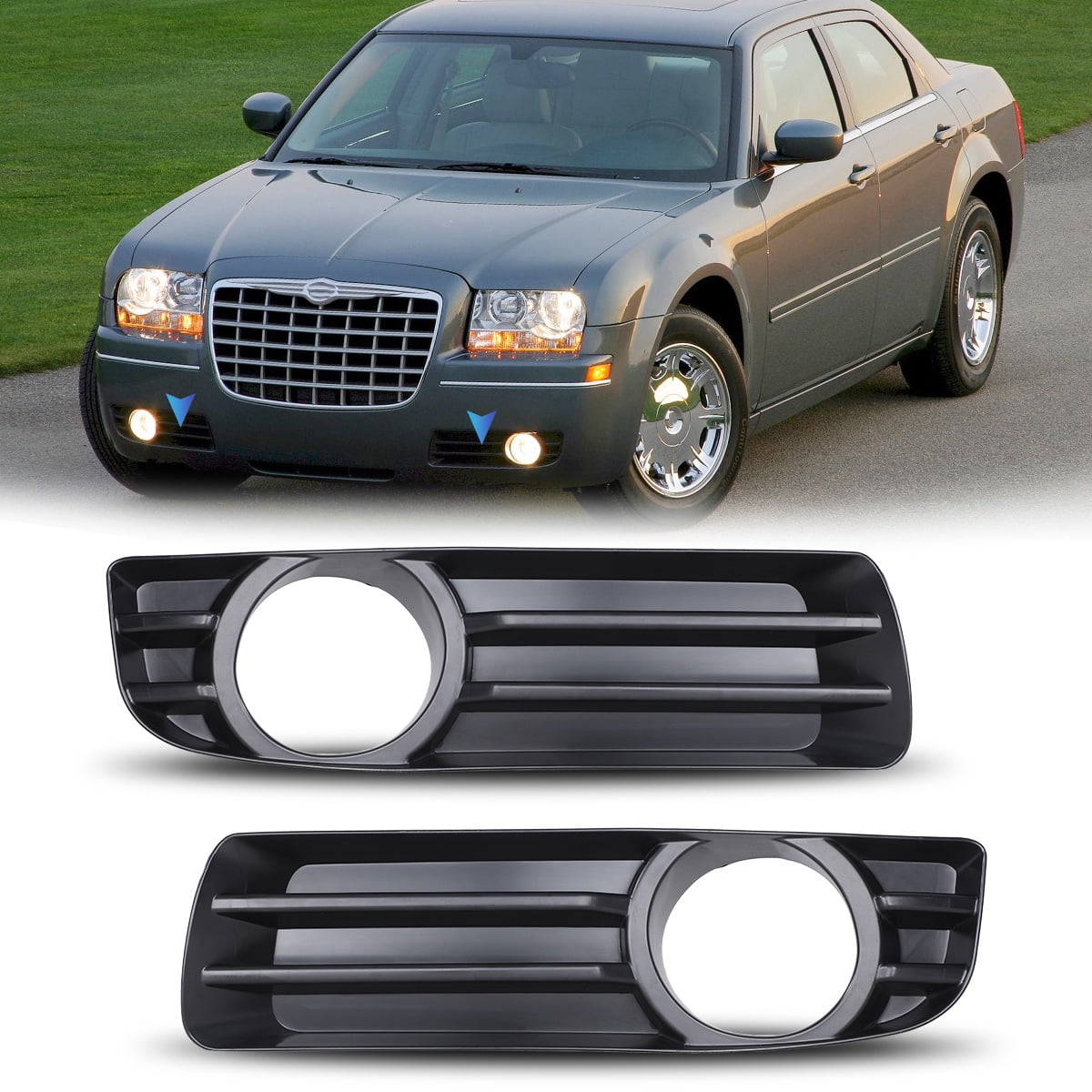Fit For 2005-2010 Chrysler 300 Touring, Base Model fog light bezels set ...