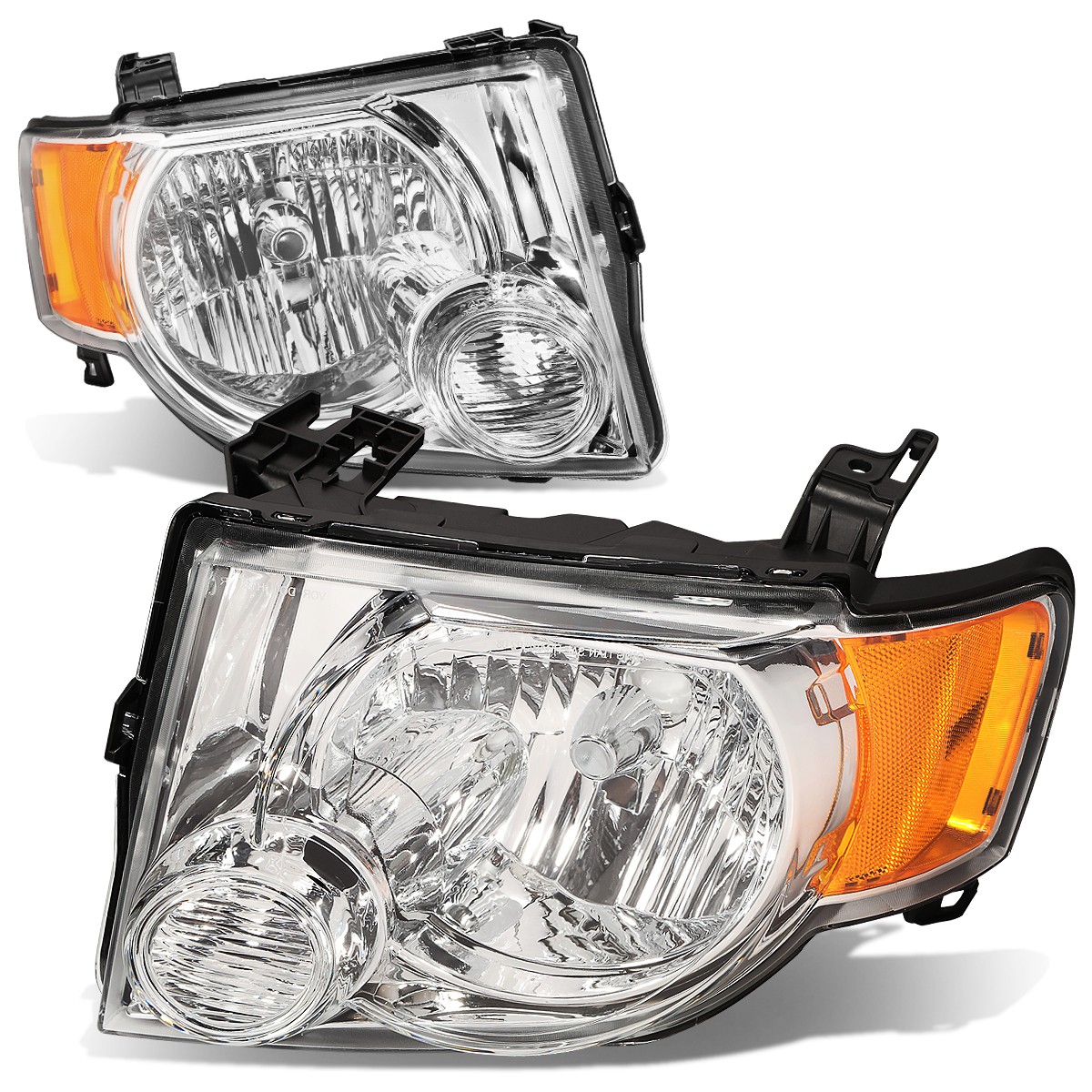 Fit 2008-2012 Ford Escape SUV Pair Chrome Housing Amber Side Headlight ...